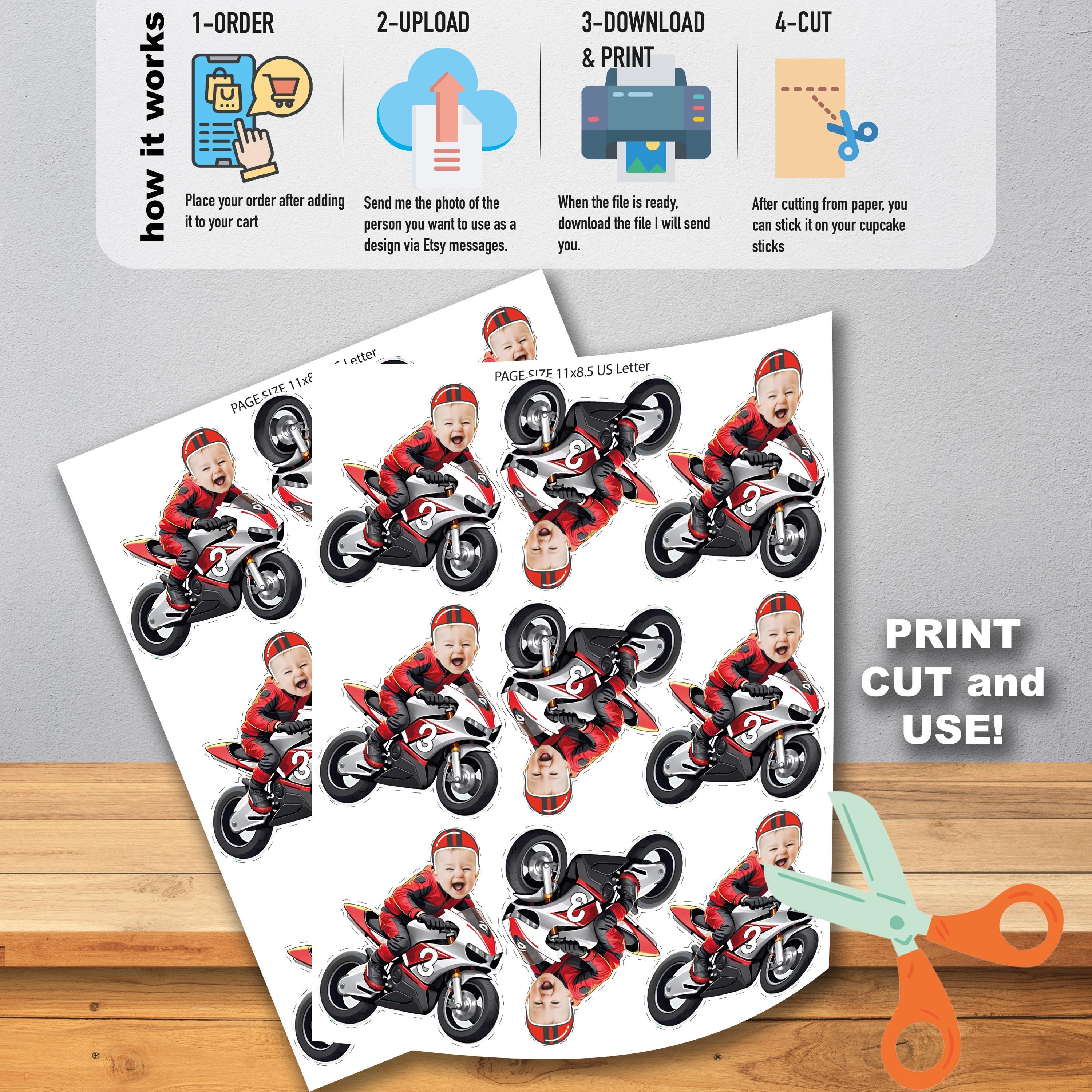 Race Bike Custom Cupcake Topper Moto Bike Design Printable Digital File ...
