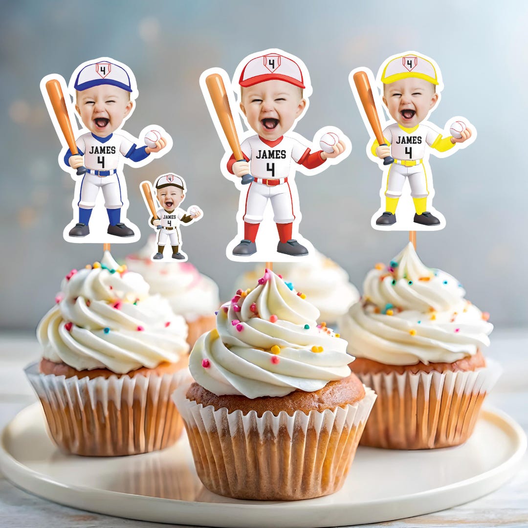 Baseball Player Cupcake Topper Baseball Design Printable Digital File ...