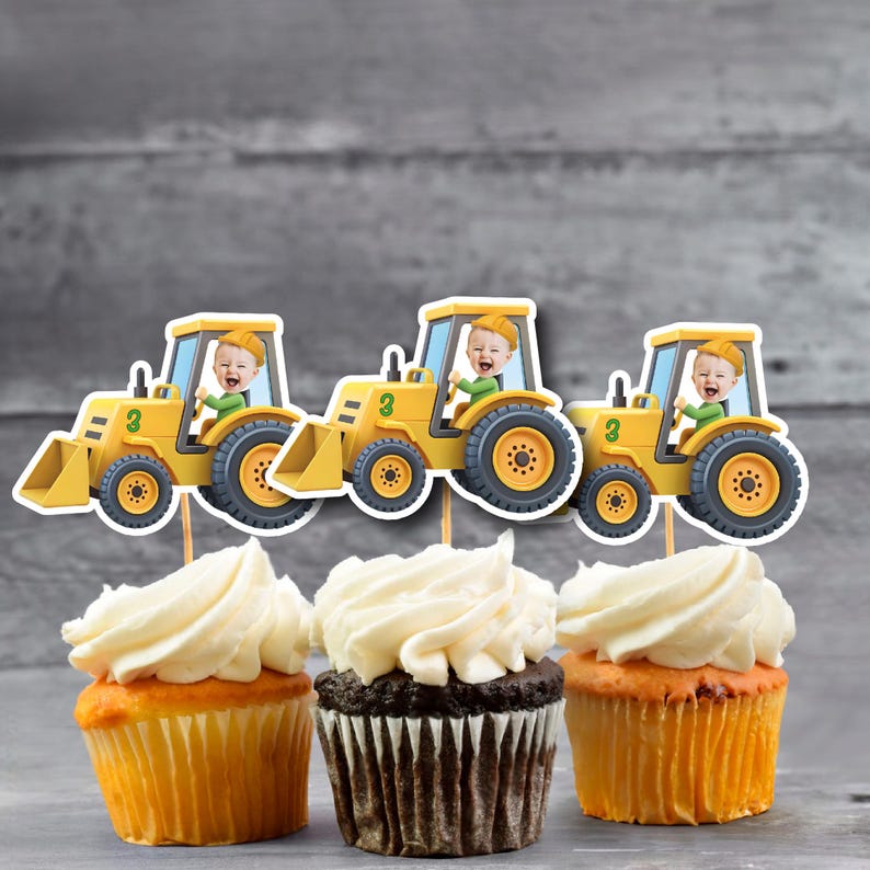 Backhoe Loader Cupcake Topper Excavator Design Printable Digital File ...