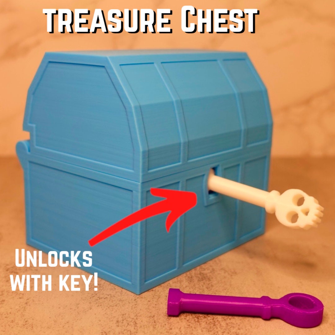 Treasure Chest With Key Lock, 3D Printed, Pirate Treasure Chest ...