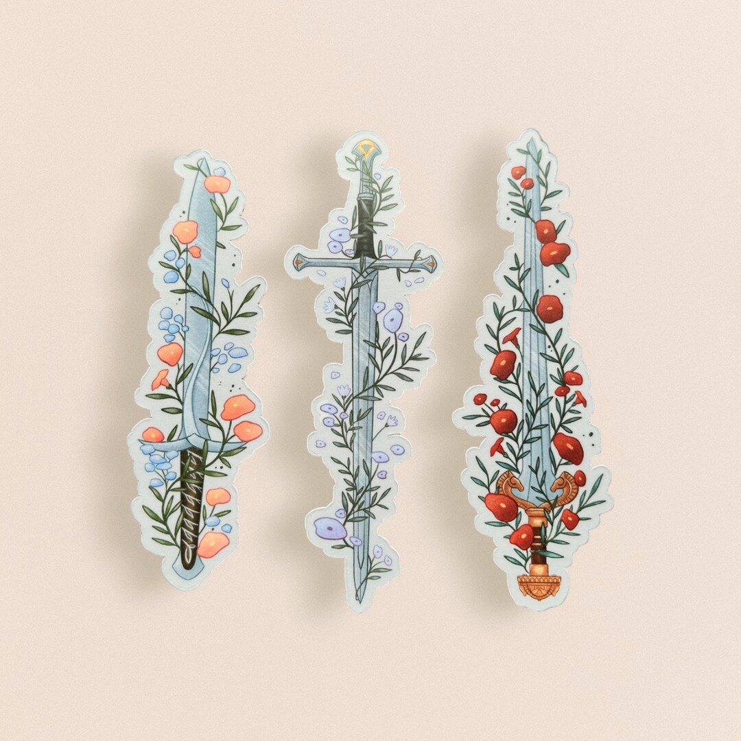 LOTR Sword Stickers & Bookmarks Fantasy Bookmark Renaissance RPG Floral ...