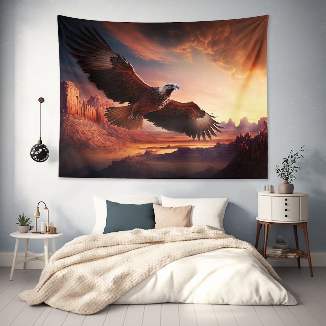 Native American Bald Eagle Tapestry Wall Hanging Art Grand Canyon Decor ...