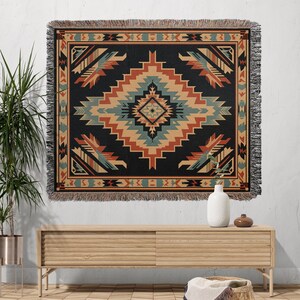 Western Aztec Rug Throw Blanket Woven Wall Hanging Decor Sofa Bed Cover ...