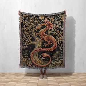 Medieval Aesthetic Dragon Woven Blanket | Fairytale Inspired Wall ...