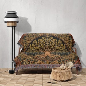 Medieval Tree of Life Throw Blanket Tapestry Rug | Woodland Woven Wall ...