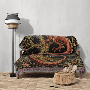 Medieval Aesthetic Dragon Woven Blanket | Fairytale Inspired Wall ...