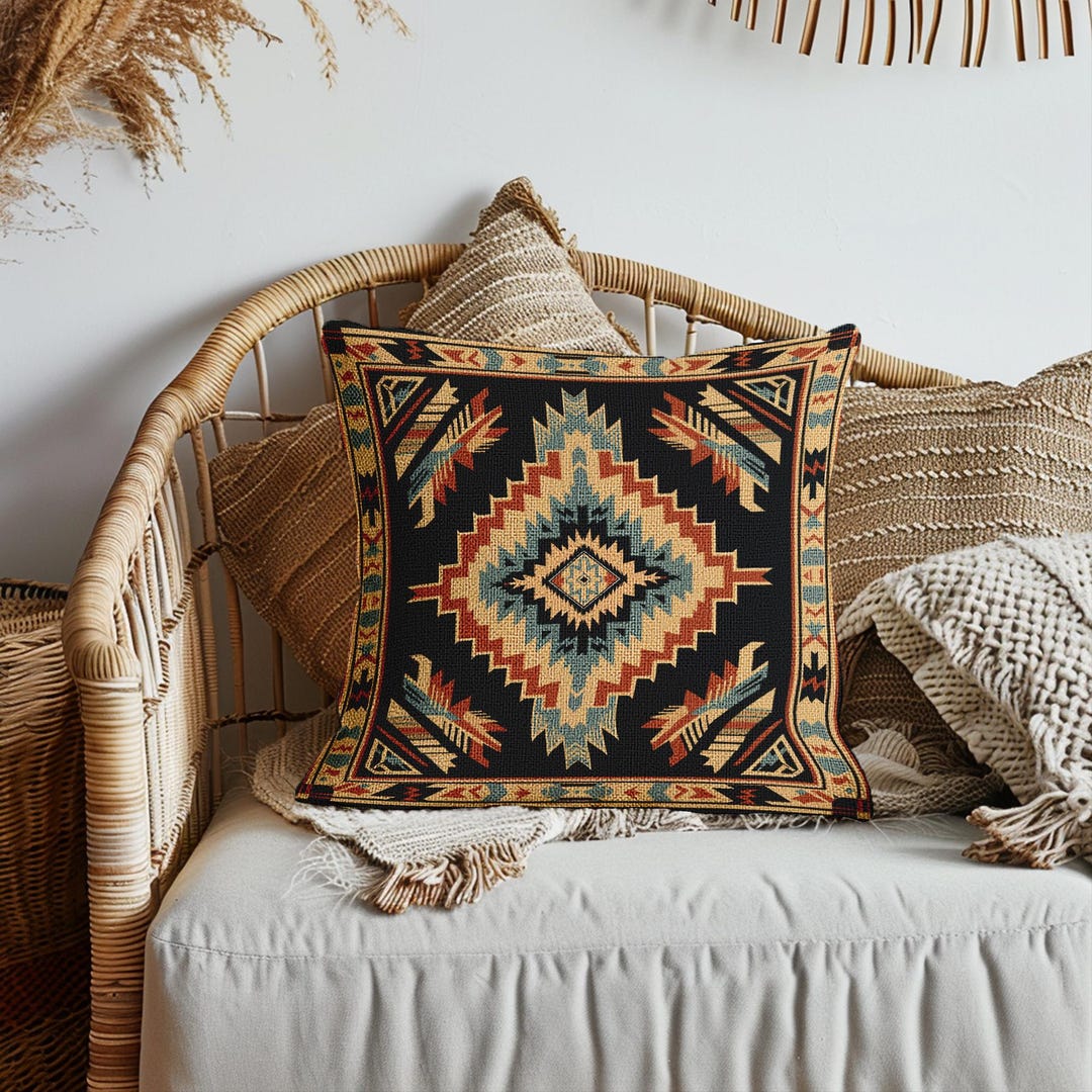 Native American Woven Pillow, Western Aztec Cushion Cover Tribal Decor ...