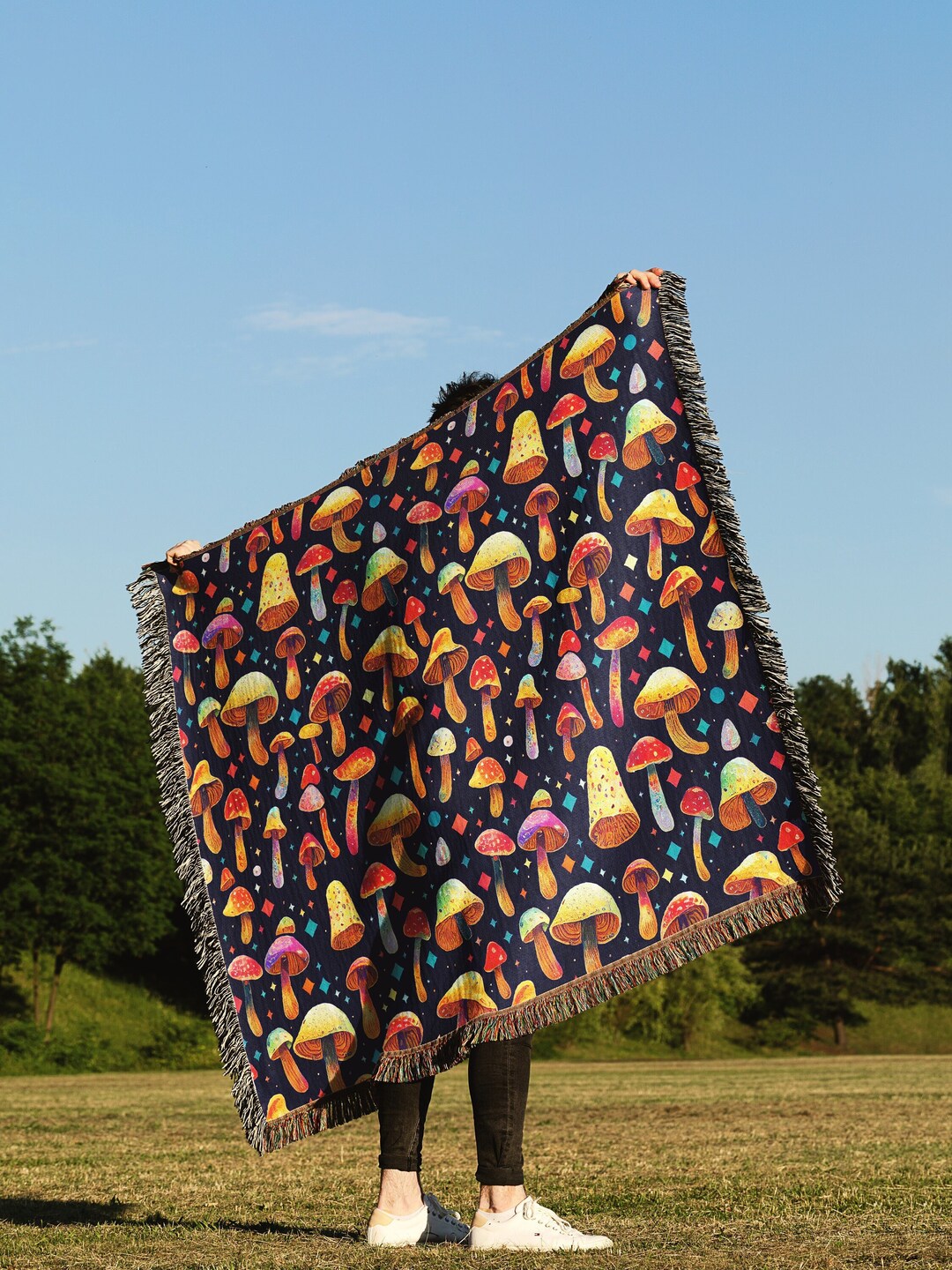 Cottagecore Mushroom Fungi Throw Blanket Woven Wall Hanging Sofa Bed ...