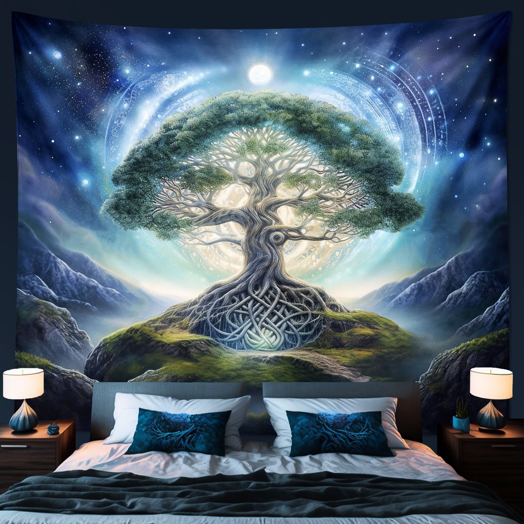 Yggdrasil World Tree of Life Tapestry Wall Hanging Art - for Living Kids Bedroom Dorm Celestial ...