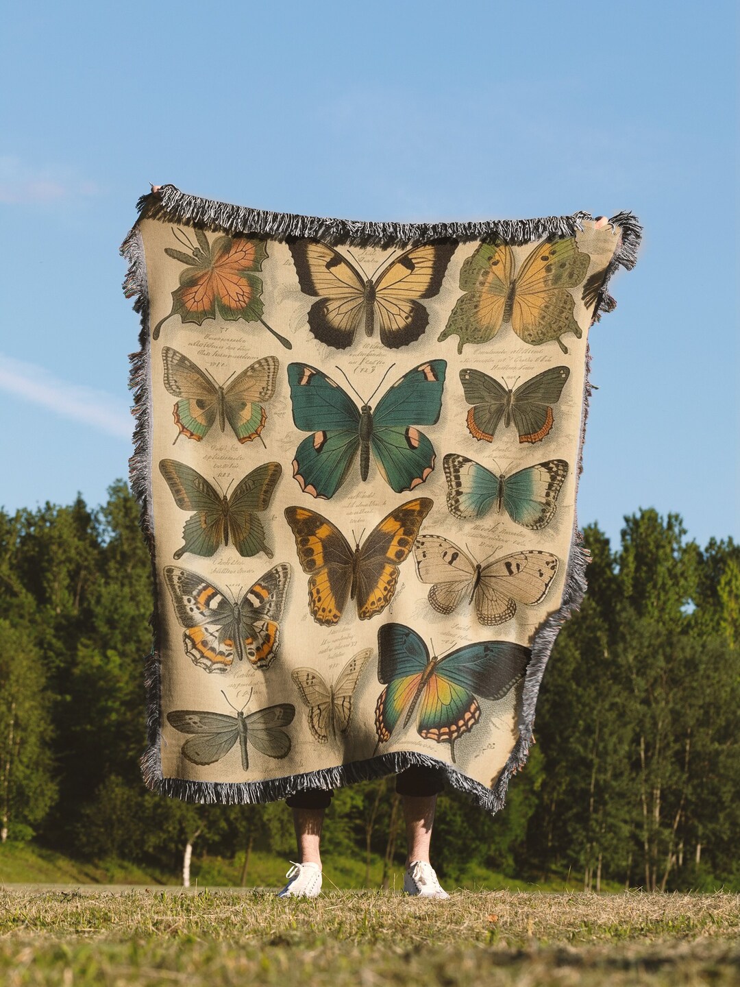 Cottagecore Butterfly Moth Throw Blanket Tapestry Vintage - Etsy