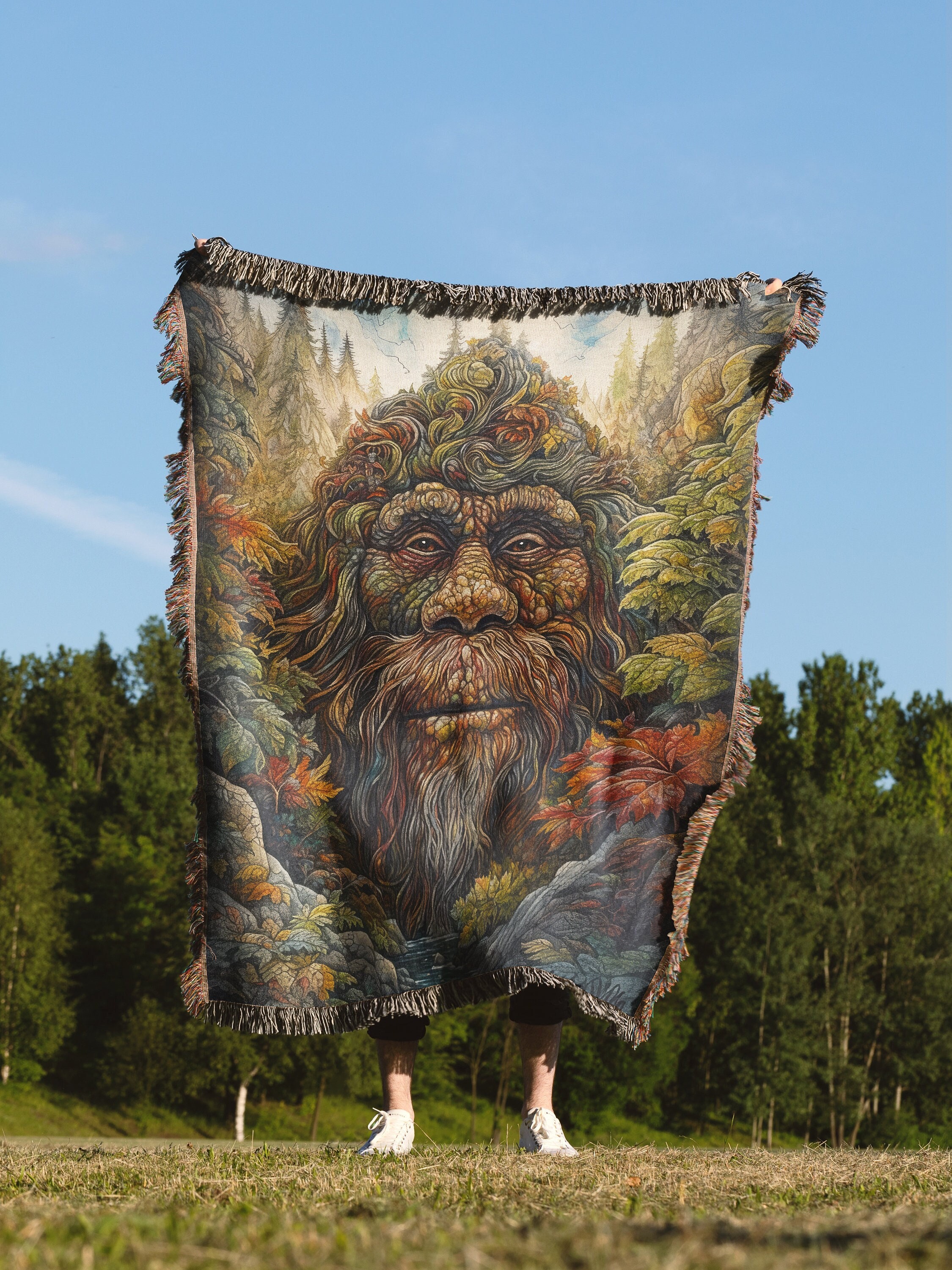 Bigfoot Sasquatch Forest Blanket Throw Tapestry Woven Wall - Etsy