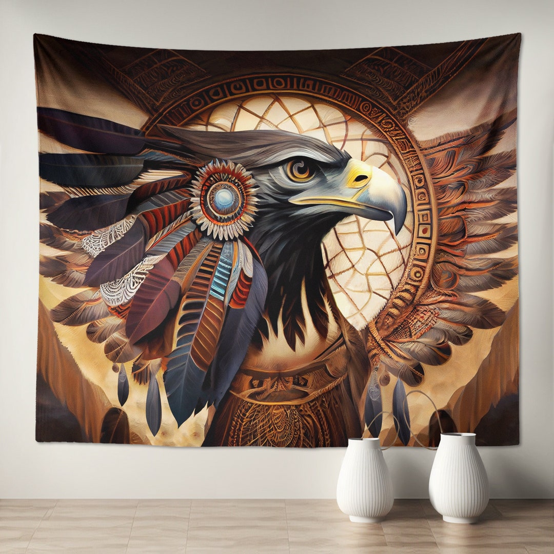 Native Americans Bald Eagle Tapestry Wall Hanging Art- for Kids Room ...