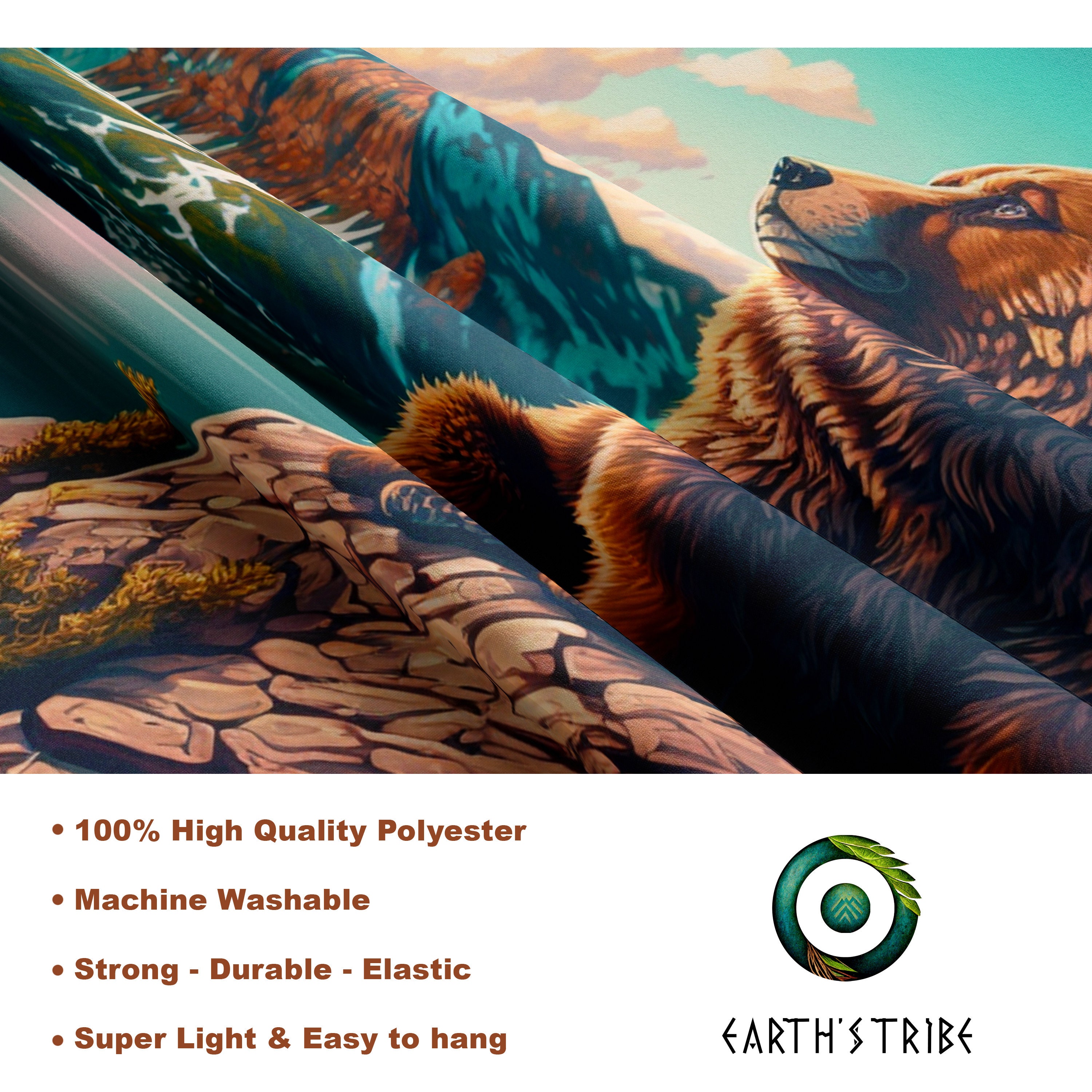 Majestic Mountain Peak Bear Tapestry Landscape Wall Hanging - Etsy Hong ...