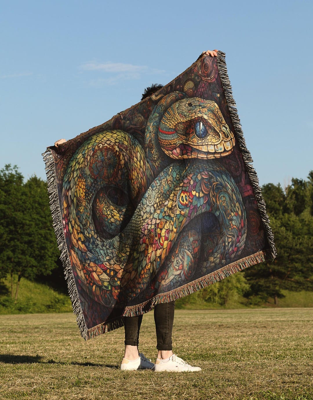 Big Serpent Snake Woven Throw Blanket | Woven Wall Hanging Decor Sofa ...