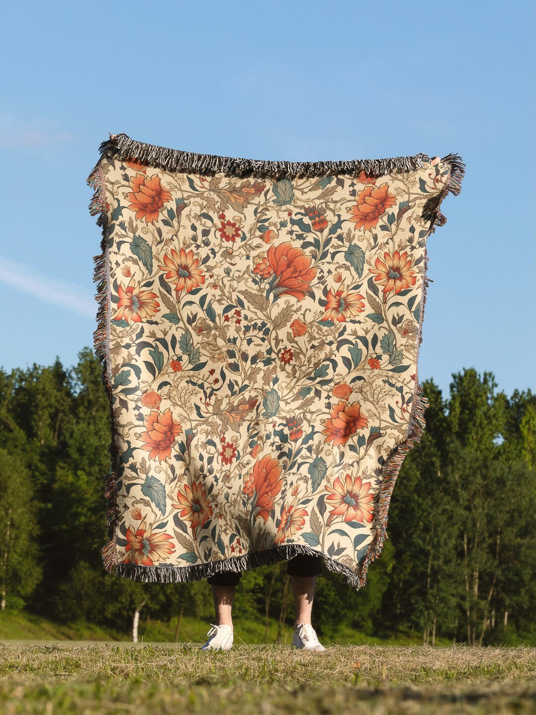 Floral Cottagecore Flowers Throw Blanket Tapestry Vintage - Etsy