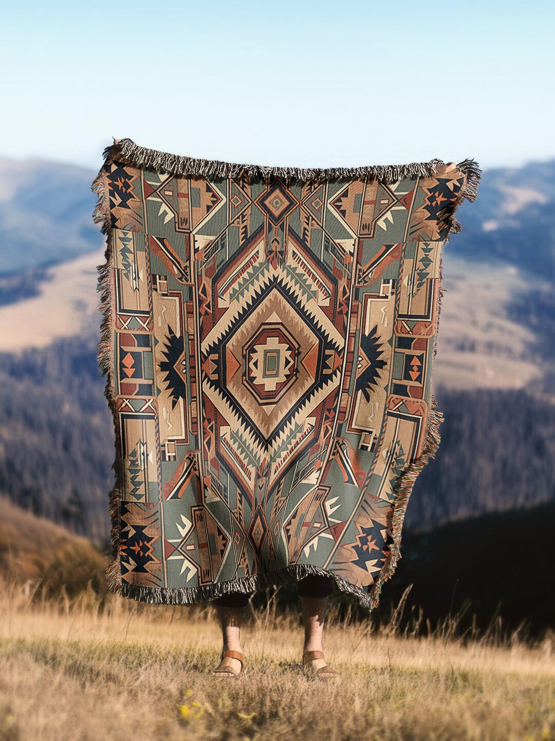 Native American Throw Blanket Tapestry | Indigenous Woven Ethnic Wall ...