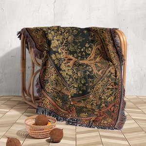 Medieval Tree of Life Throw Blanket Tapestry Rug | Woodland Woven Wall ...