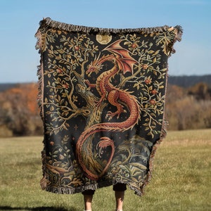 Medieval Aesthetic Dragon Woven Blanket Fairytale Inspired Wall Hanging ...