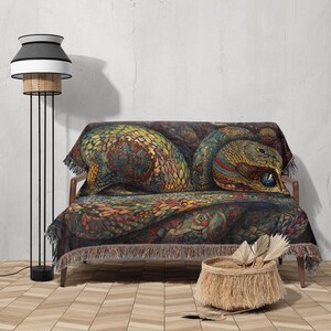 Big Serpent Snake Woven Throw Blanket | Woven Wall Hanging Decor Sofa ...