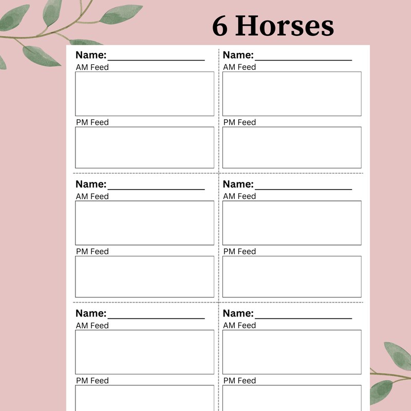 Feed Chart for Barn - Etsy