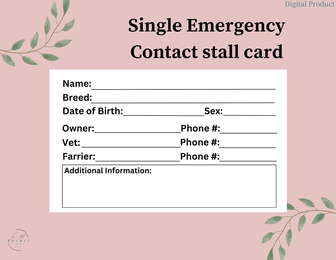 Horse Stall Card- Basic Individual Information 5in X 3in - Etsy