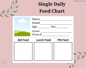 Horse Stall Feed Chart 6 Spot simple - Etsy