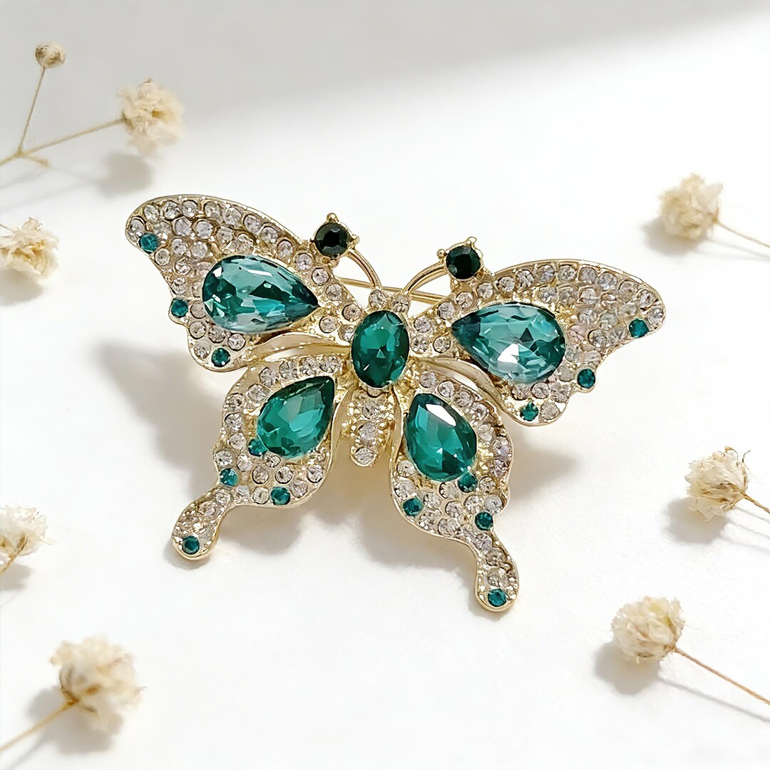 Colorful Butterfly Brooch Pin, Rhinestone Crystal Lapel Pin, Women ...
