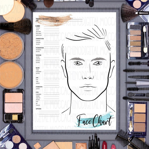 Male Face Chart Pdf Template - Etsy
