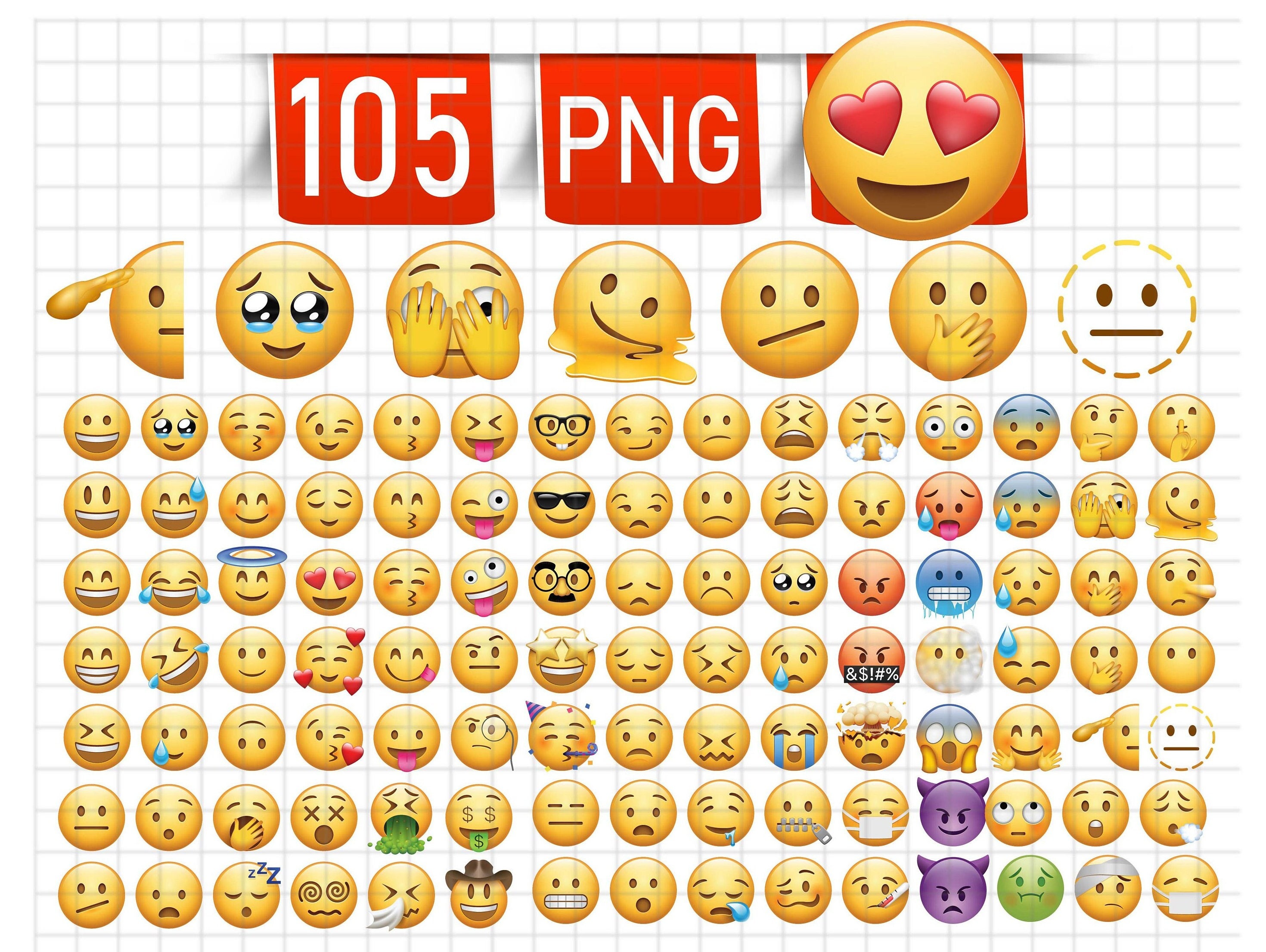 105 Emoji Png séparés Emoji PNG Emoji Clipart Autocollants - Etsy France