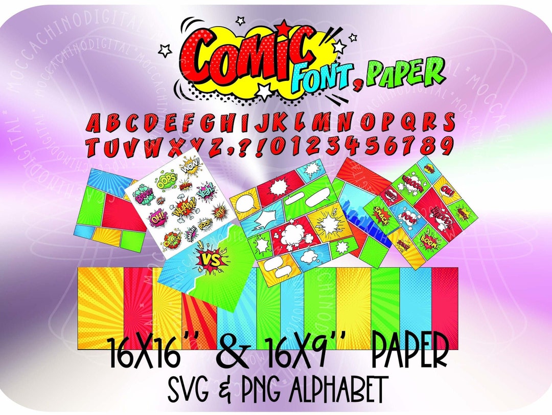 Comic Font SVG Superhero Clipart Comic Alphabet Digital - Etsy Denmark