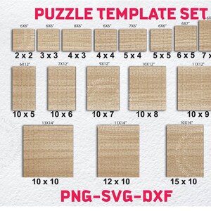 16 Puzzle Template SET Digital Cut Files, Rectangle Jigsaw, Square ...