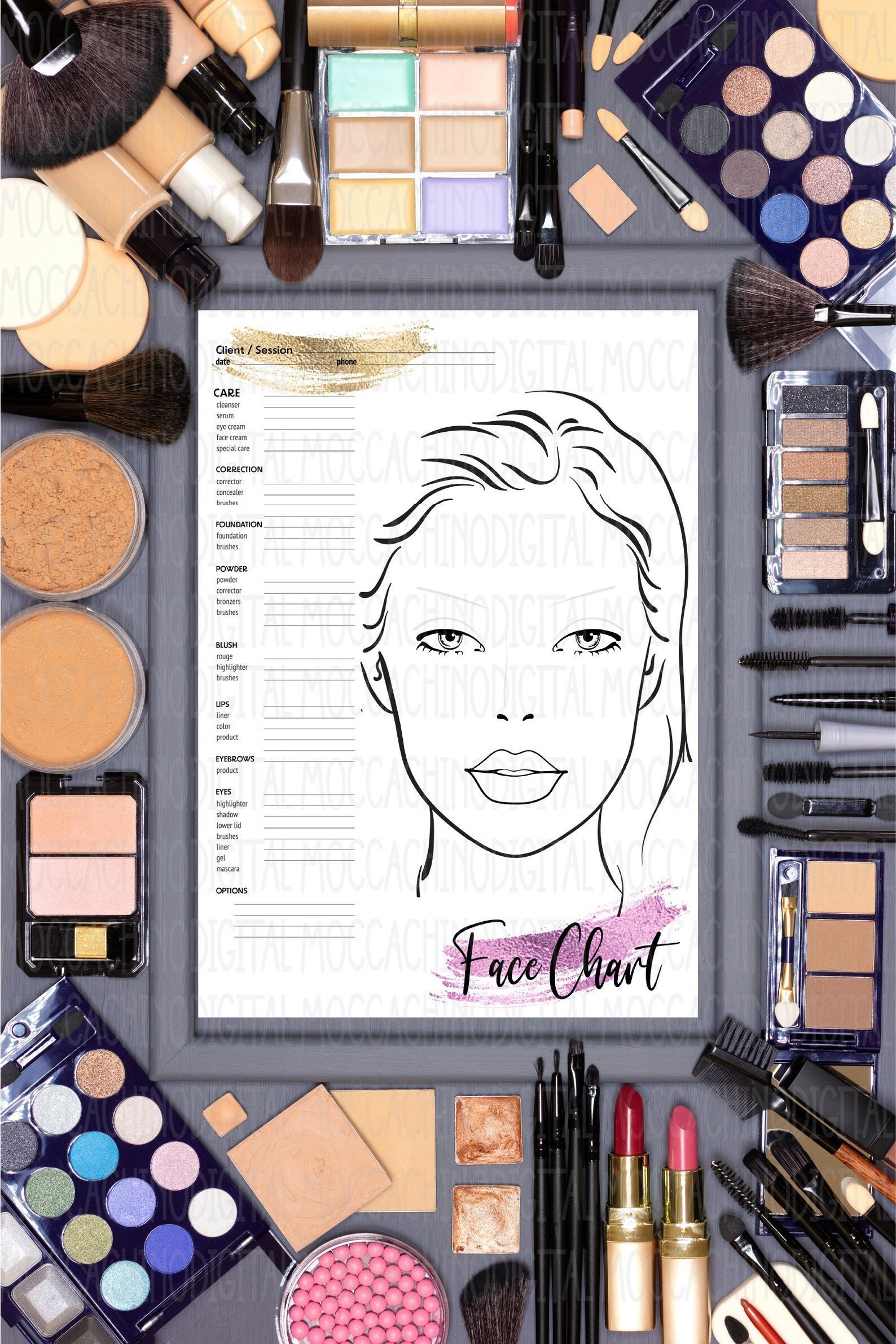 Female Face Chart Face Chart for Makeup printable Makeup - Etsy