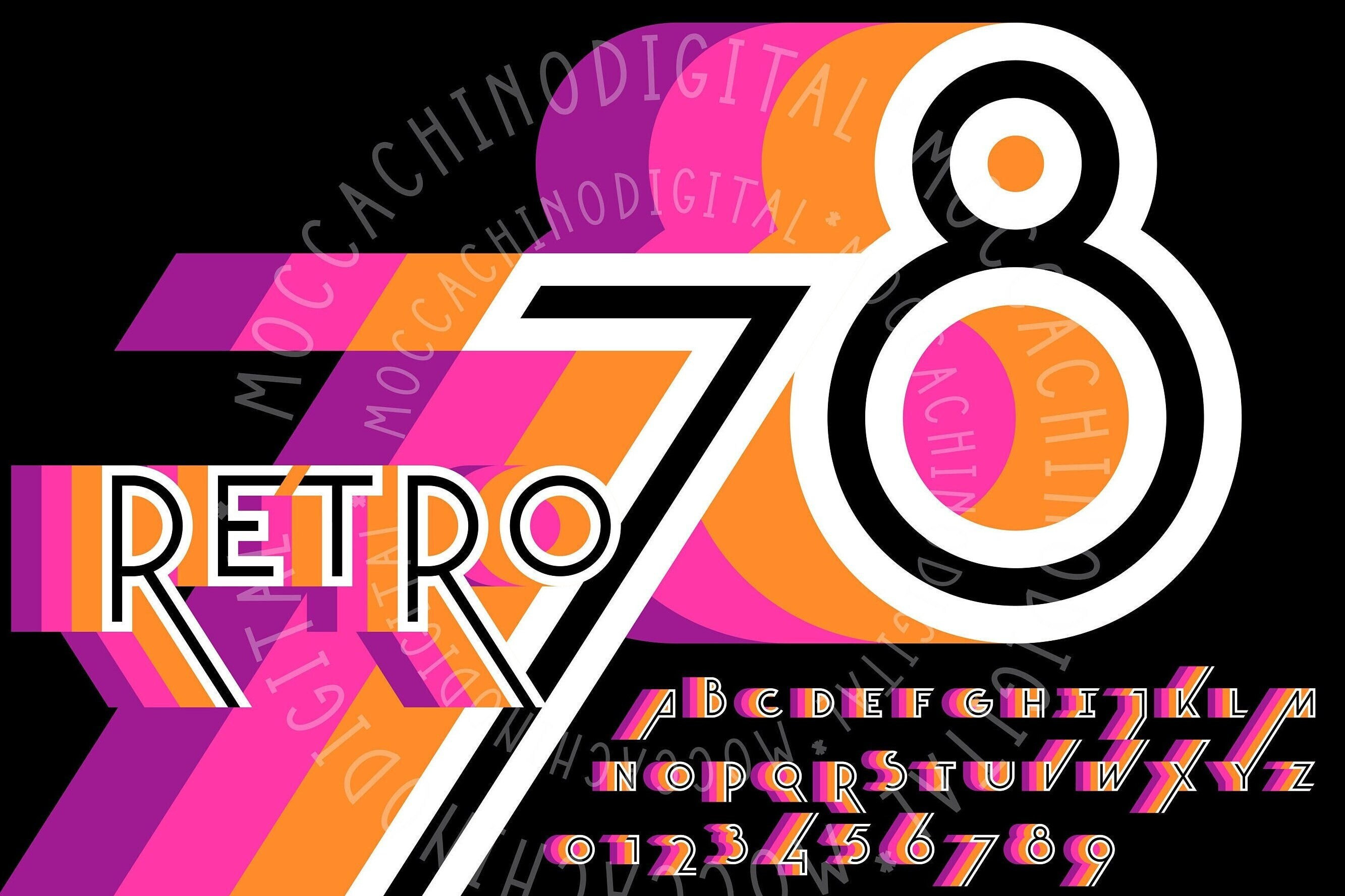 70er Jahre Schrift svg Retro Alphabet SVG Retro Zahlen - Etsy.de