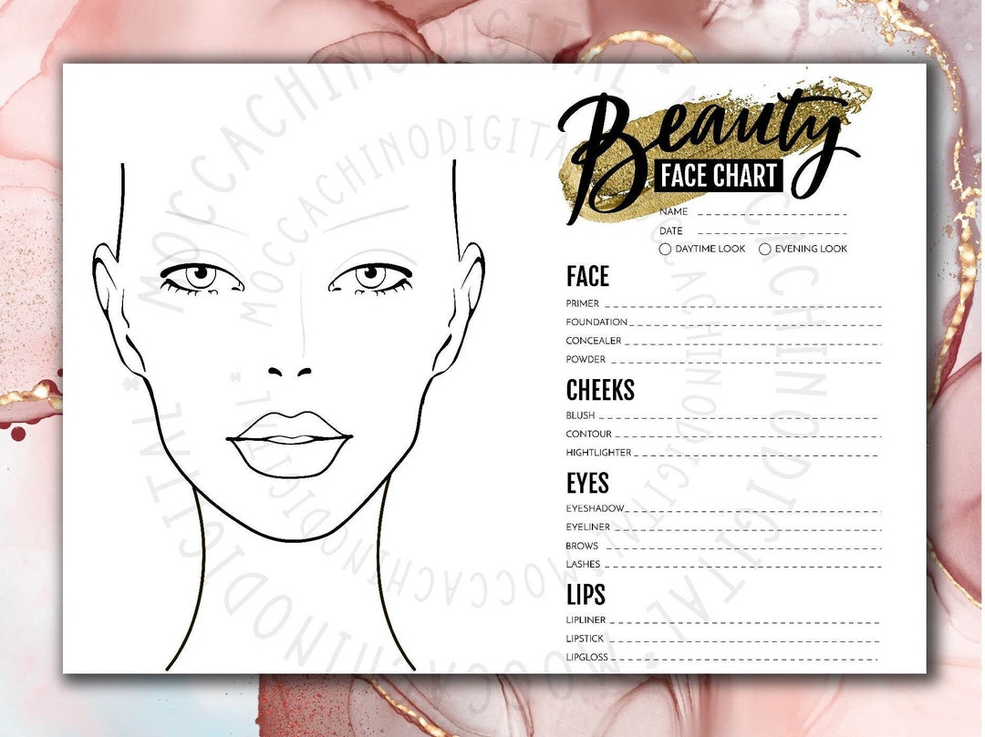 Female Face Chart, Makeup Training,beauty Face Chart for ,printable ...