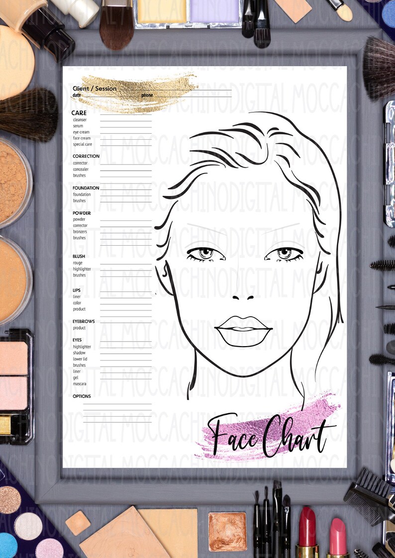 Female Face Chart Face Chart for Makeup printable Makeup - Etsy