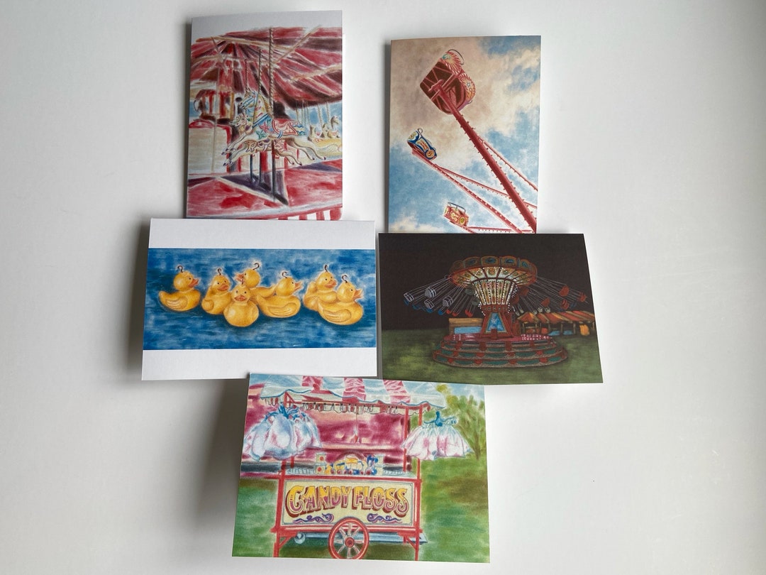 Fairground Cards Collection/ Rides and Treats at the Funfair/ Vibrant ...
