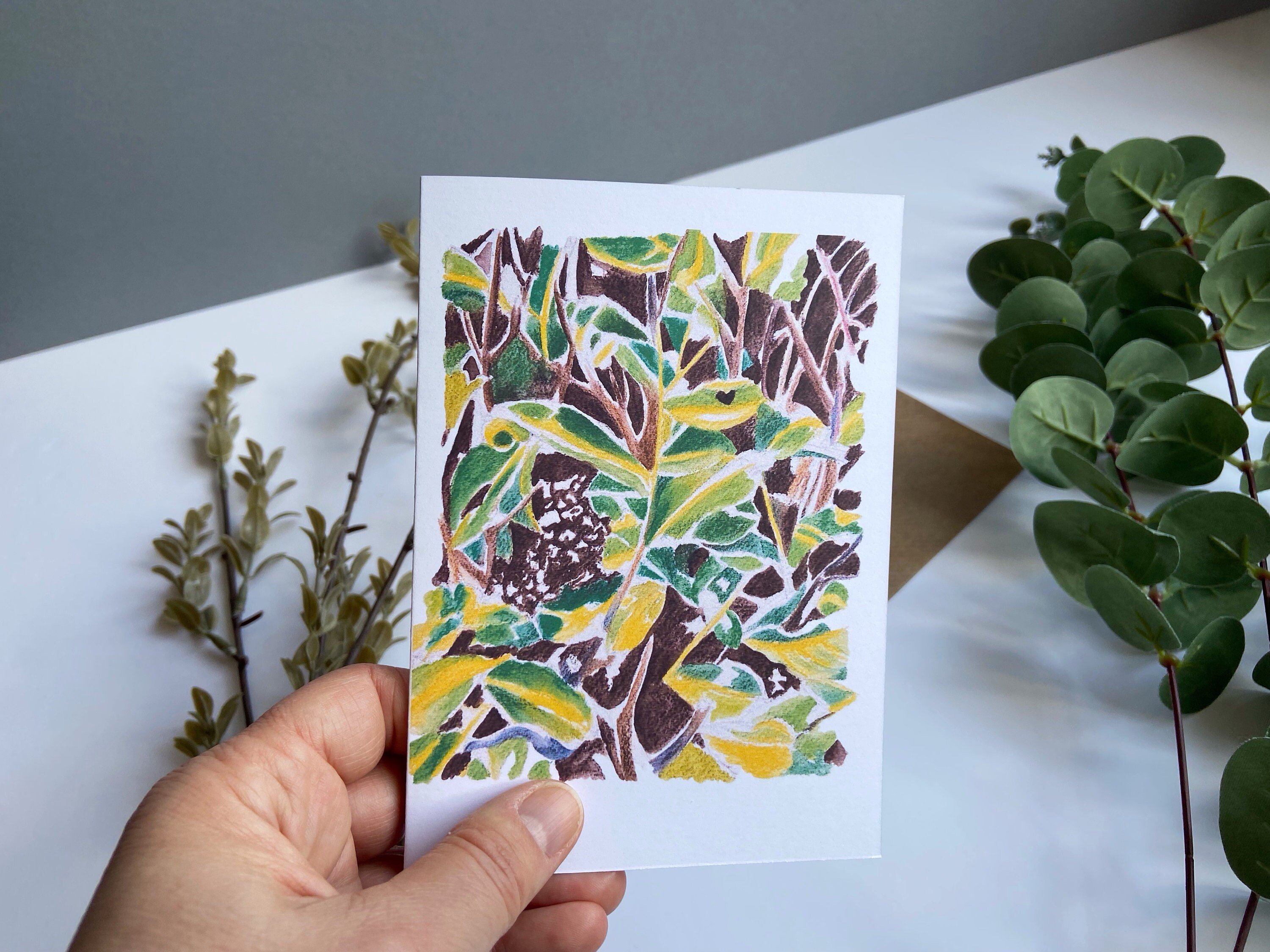 Foliage Plant Card/ Patterns in Nature Card/lush Summer Painterly ...