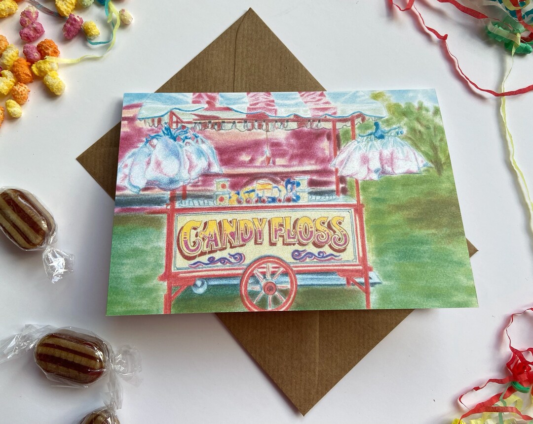 Candy Floss Stall Card/ Cotton Candy Fairground Store/ Nostalgic ...