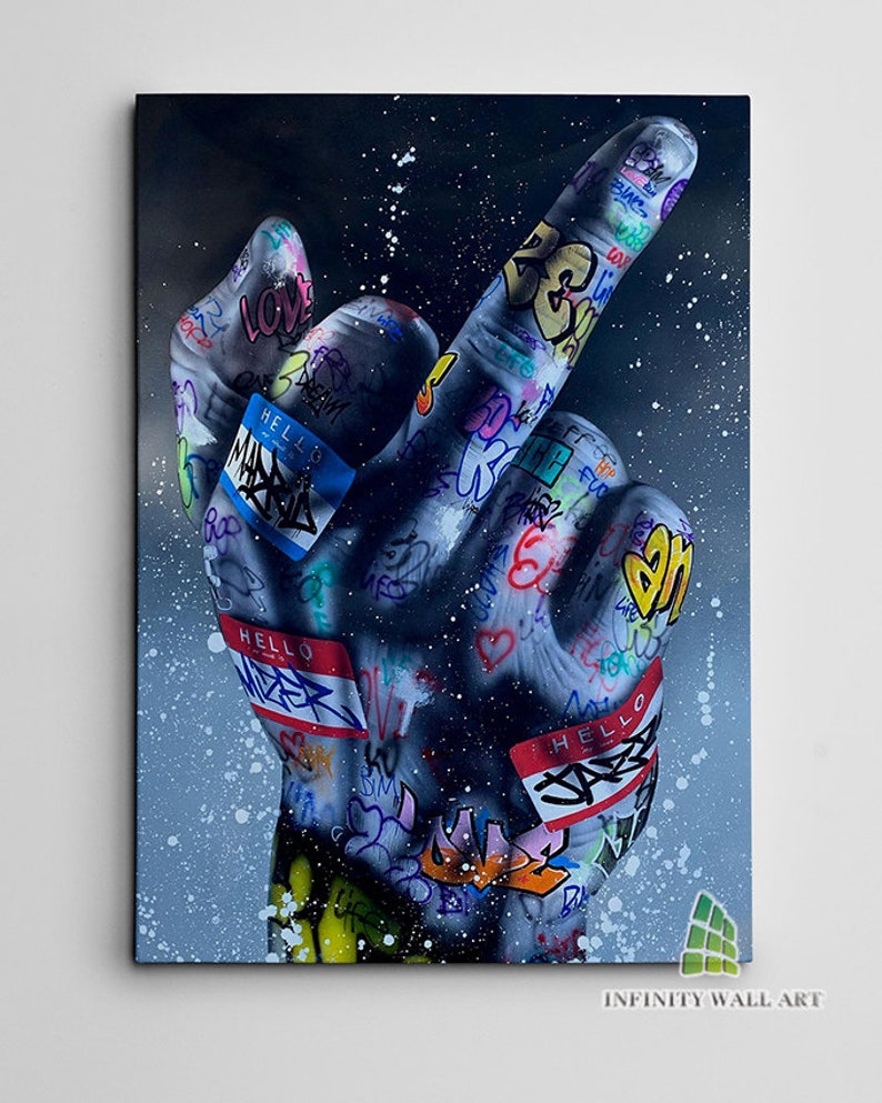 Graffiti Rude Middle Finger Canvas Art Wall Art Print Picture Banksy ...