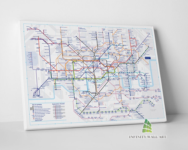 London Underground Tube Map Canvas Art Framed Wall Art Print Picture ...