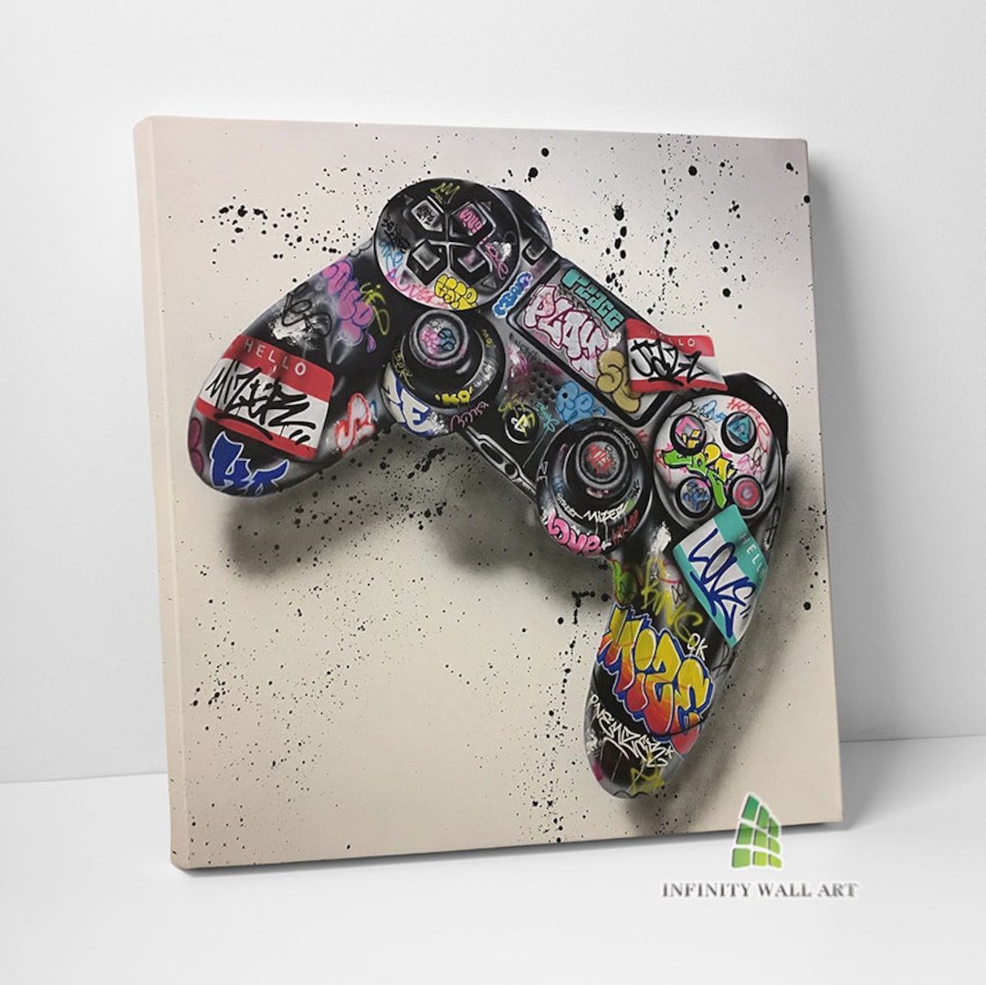 Graffiti Playstation Controller Canvas Art Wall Art Print Picture ...