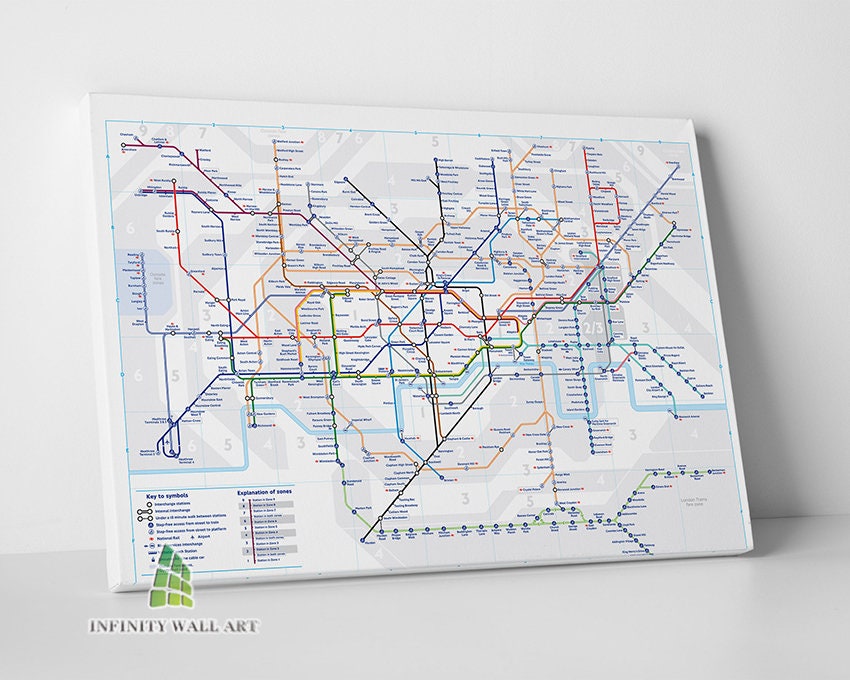 London Underground Tube Map Canvas Art Framed Wall Art Print - Etsy UK