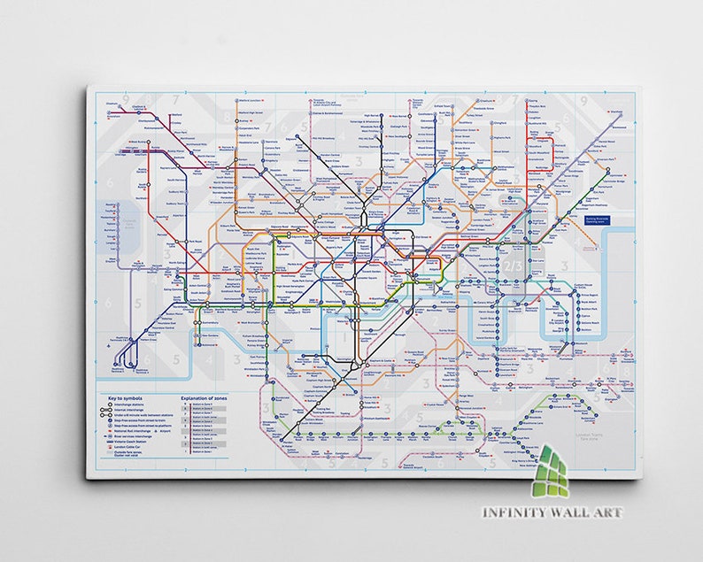 London Underground Tube Map Canvas Art Framed Wall Art Print Picture ...