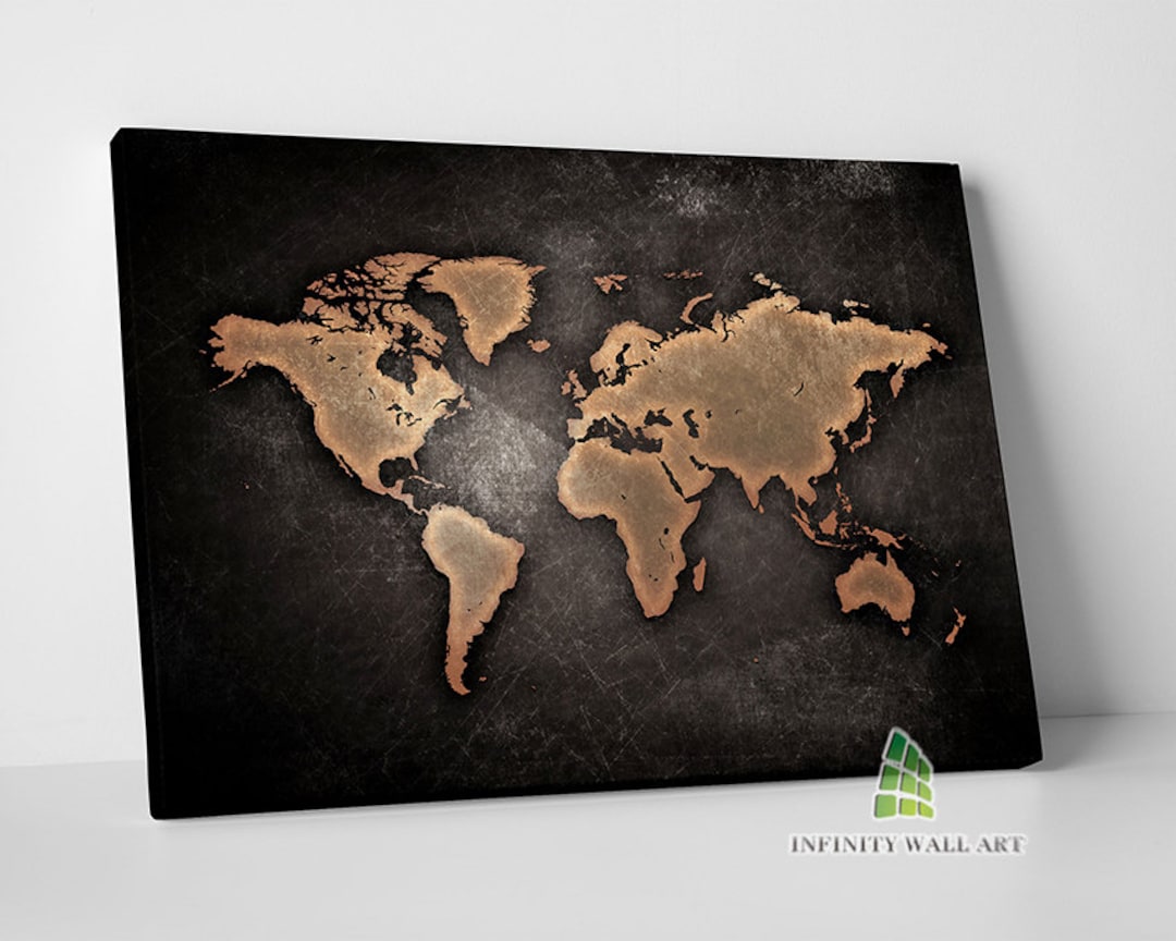 Vintage World Map Canvas Art Wall Art Print Picture Framed Canvas Decor ...