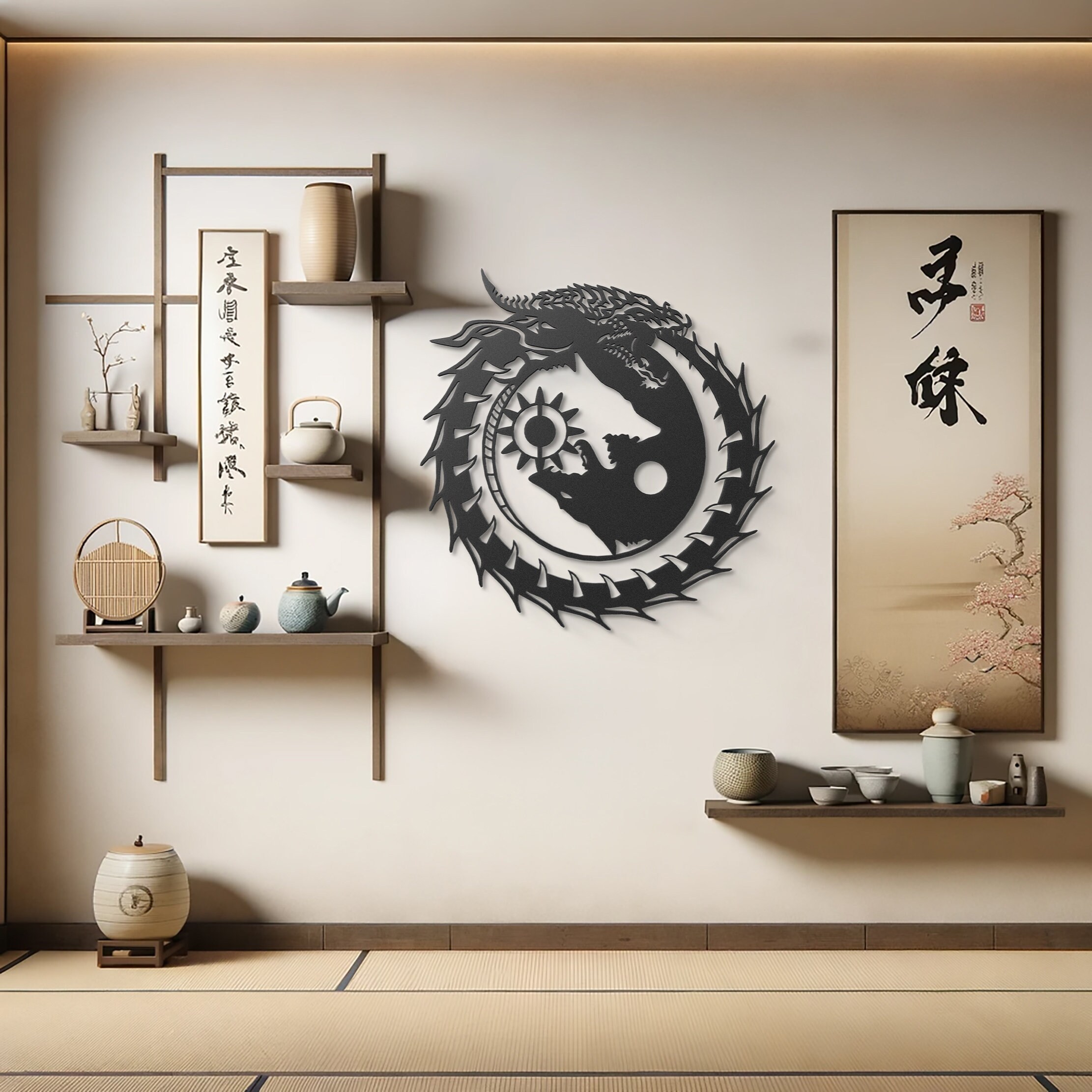 Eternal Balance Dragon Metal Wall Art Yin Yang Symbol With Mythical ...