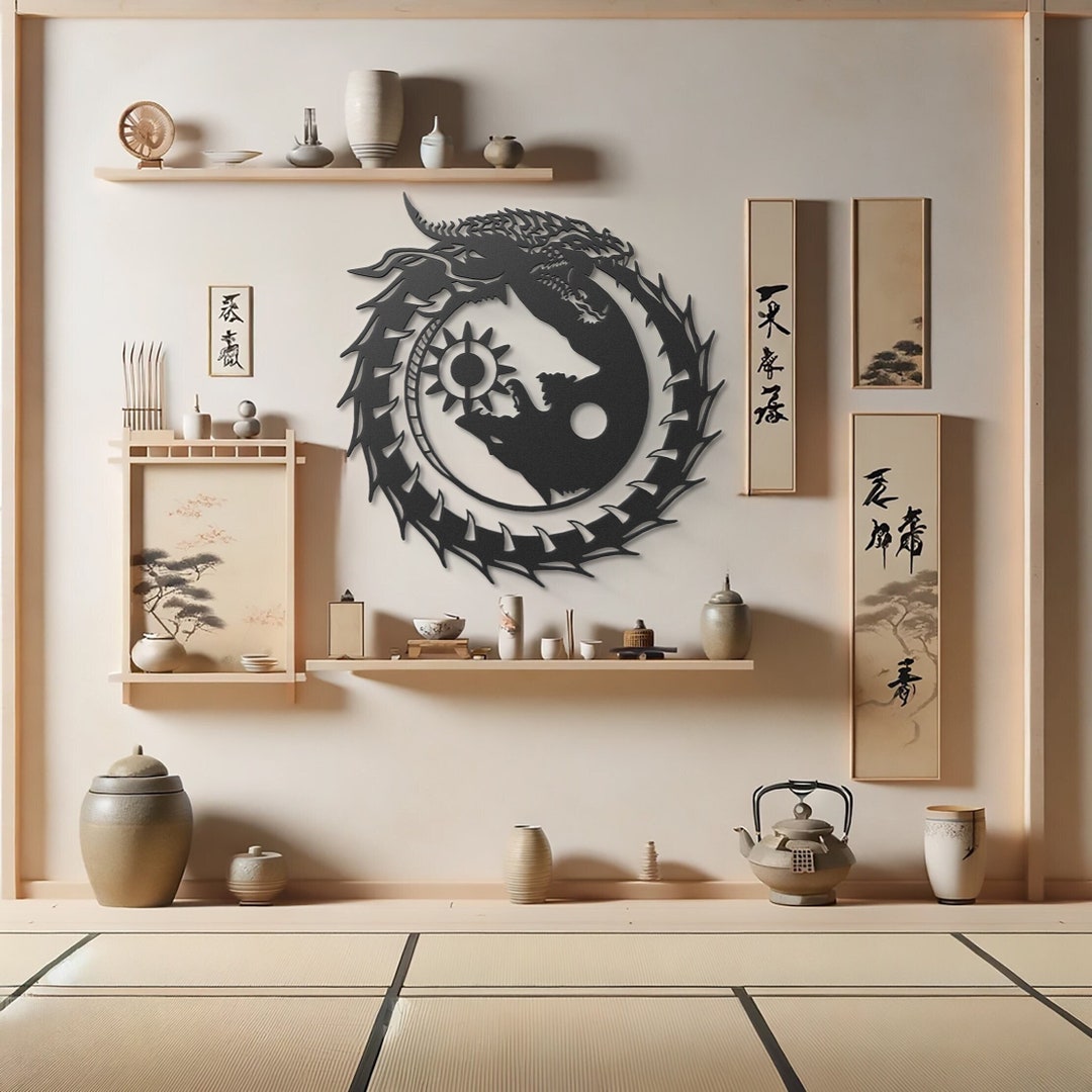 Eternal Balance Dragon Metal Wall Art Yin Yang Symbol With Mythical ...