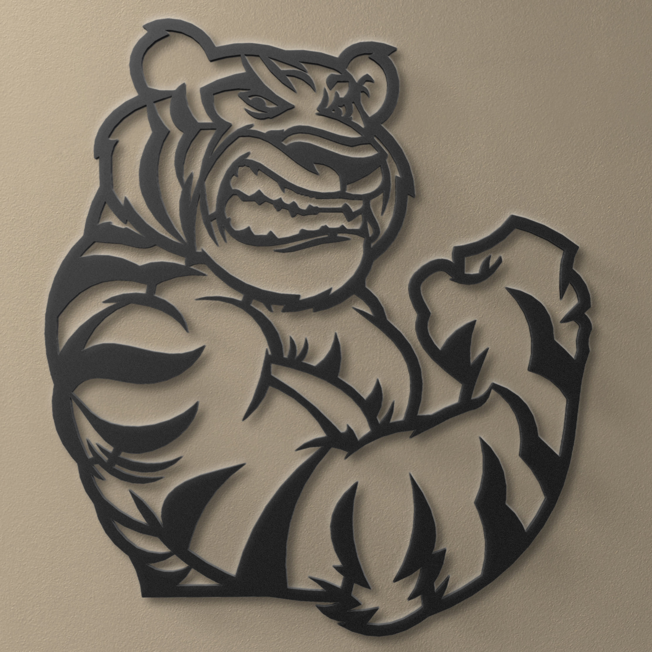 Tiger Strength Metal Wall Art, Ferocious Feline Might Sculpture, Jungle ...