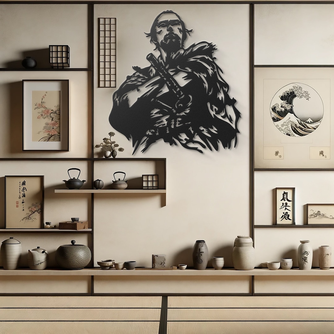 Samurai Warrior Metal Wall Art, Japanese Bushido Decor, Fierce Samurai ...