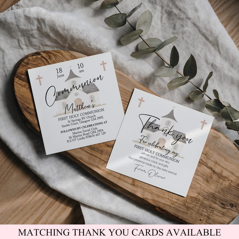 Printed Personalised First Holy Communion Invitations, Baptism or ...