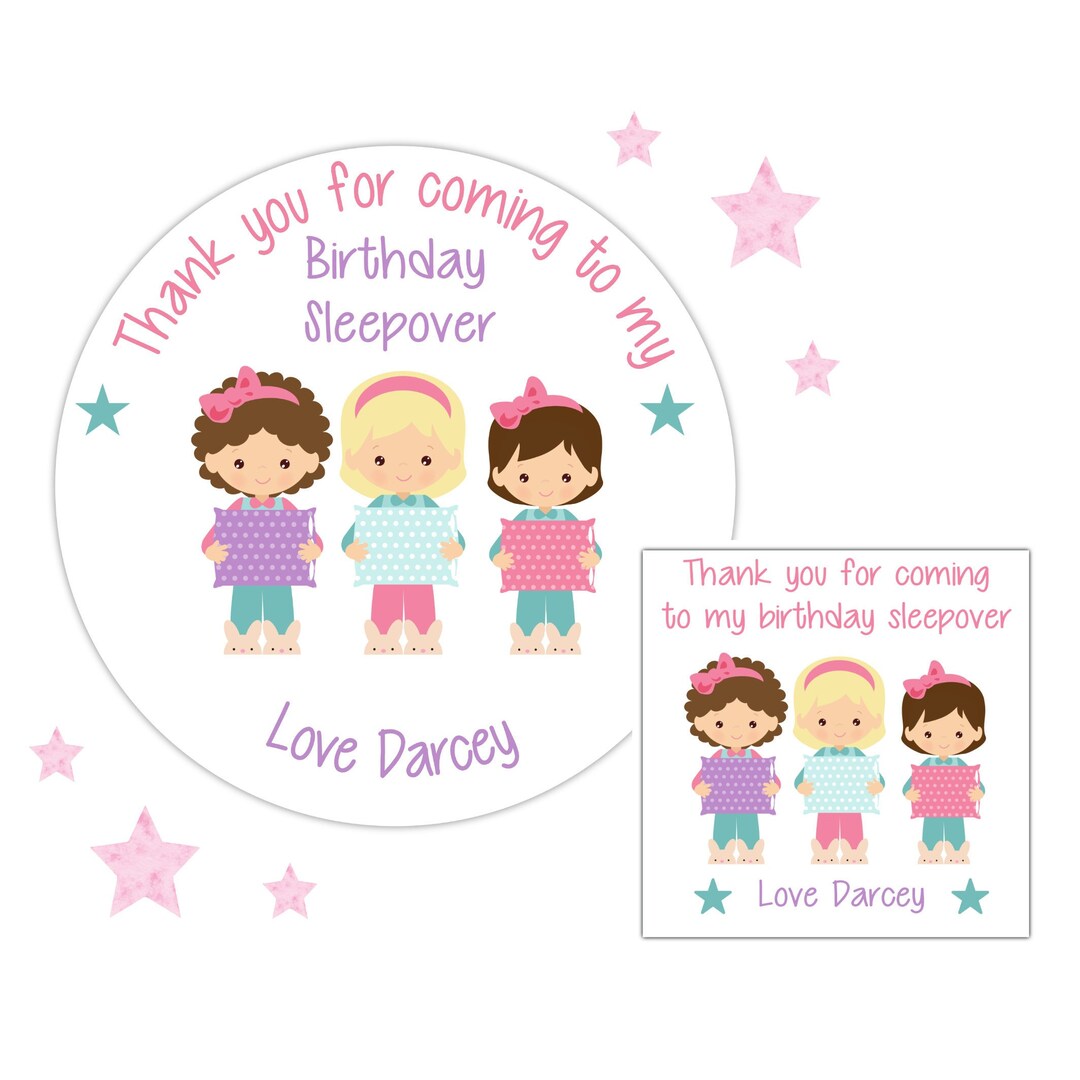 Personalised Birthday Party Stickers for Favours Party Bags Sleepover ...